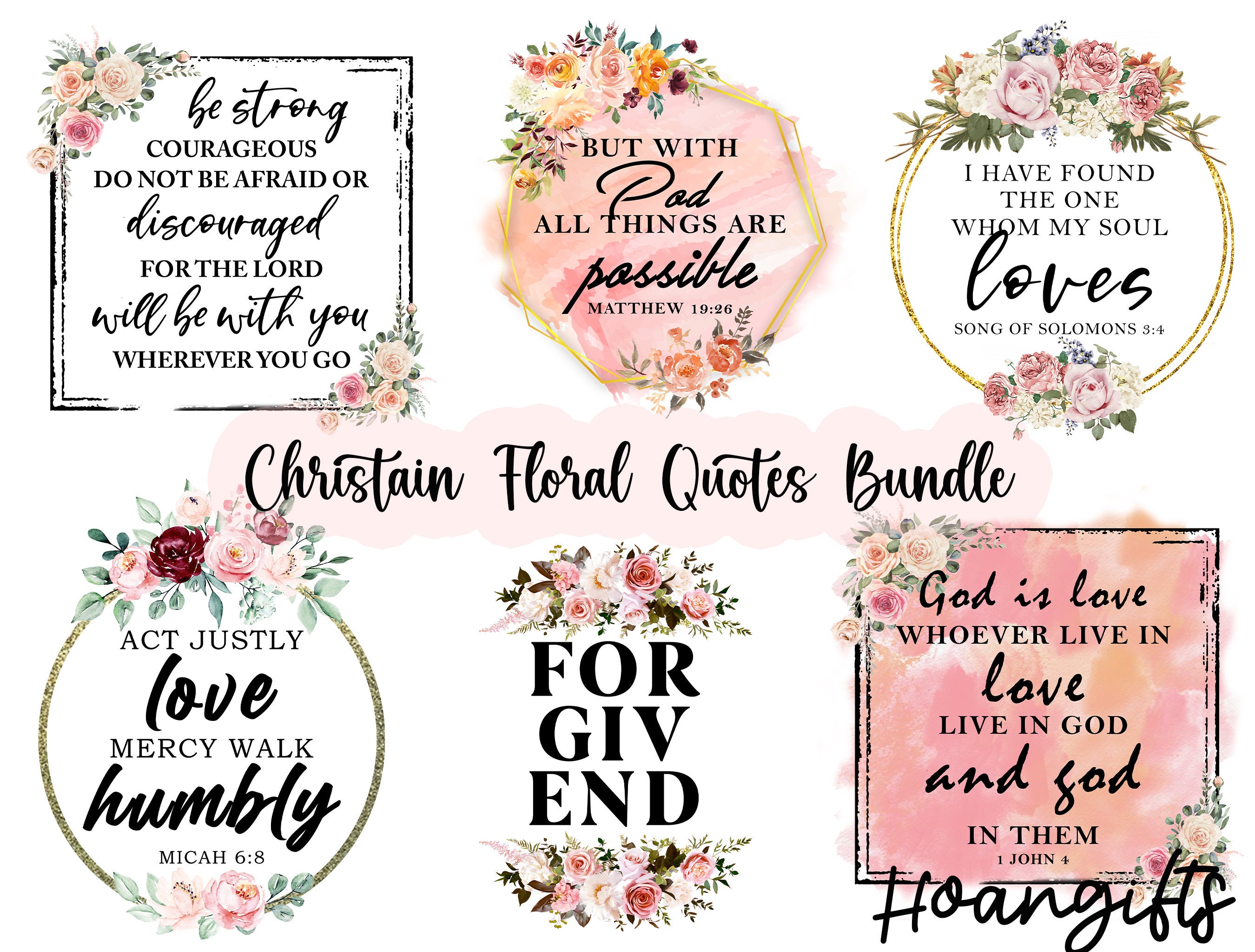 Floral Christian Quote Png Bundle Christian Png Religious - Etsy