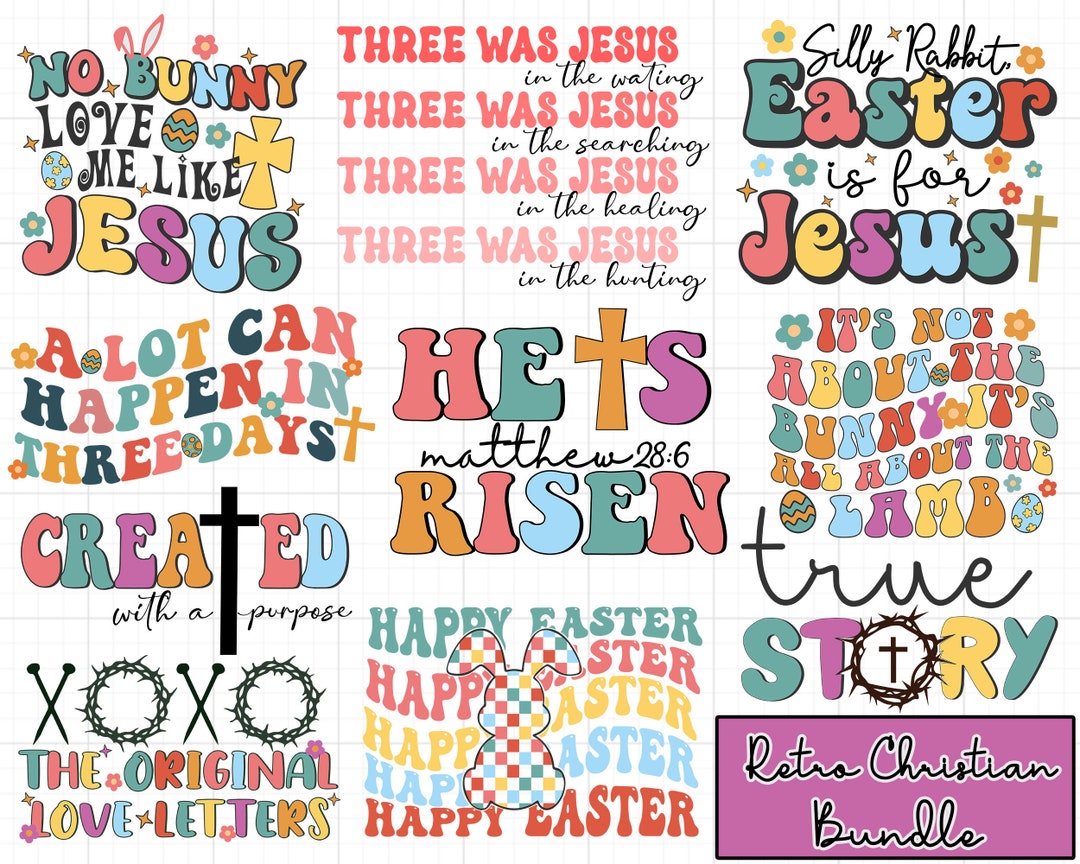 Christian Retro SVG Bundle, Religious SVG, Christian Svg, He is Risen ...