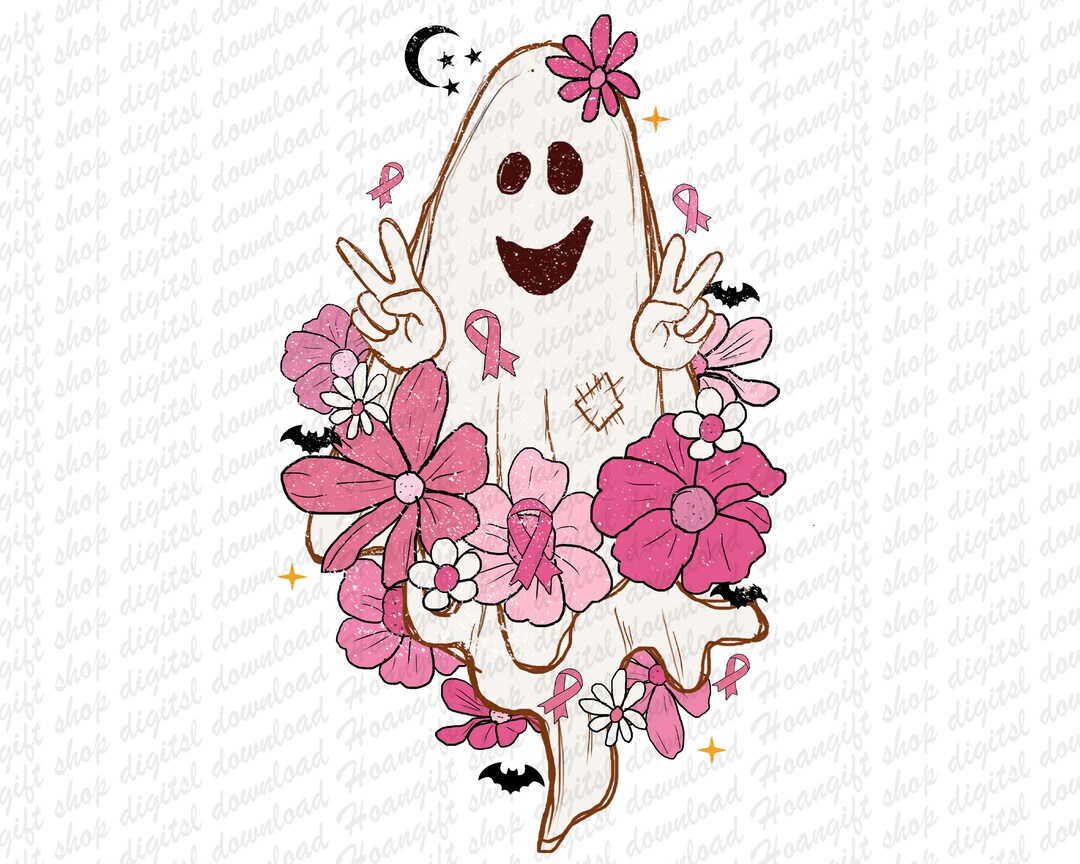 Ghost Breast Cancer Png, Warrior Ghost Halloween Png, Halloween Breast ...