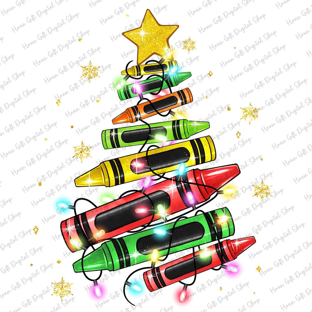 Christmas Crayon Tree Png, Crayon-mas Tree With Light Png, Trendy ...