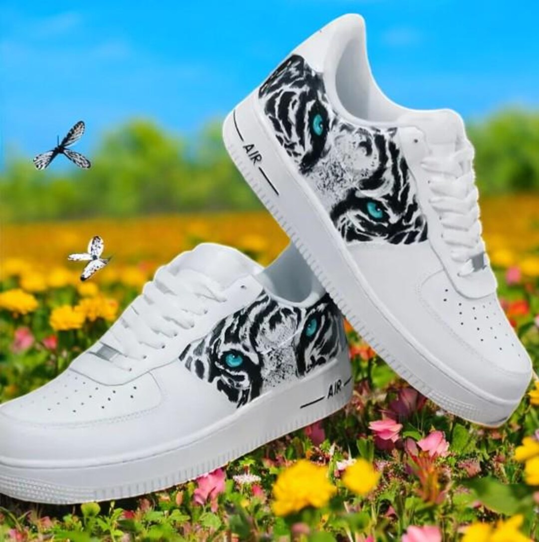 Tiger Custom Air Force 1 Sneaker, Custom Hand Painted Tiger AF1 Shoes ...