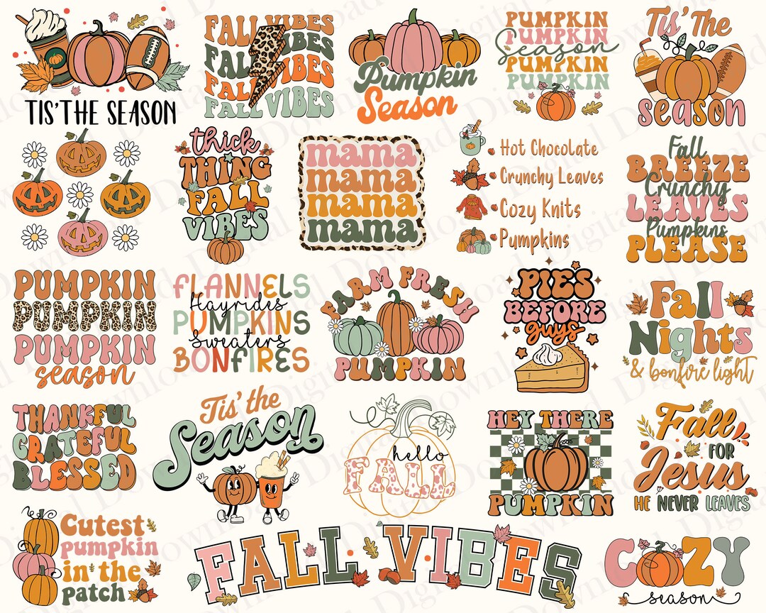 Retro Fall Bundle SVG PNG Autumn Svg, Hello Fall Cozy Pumpkin Season ...