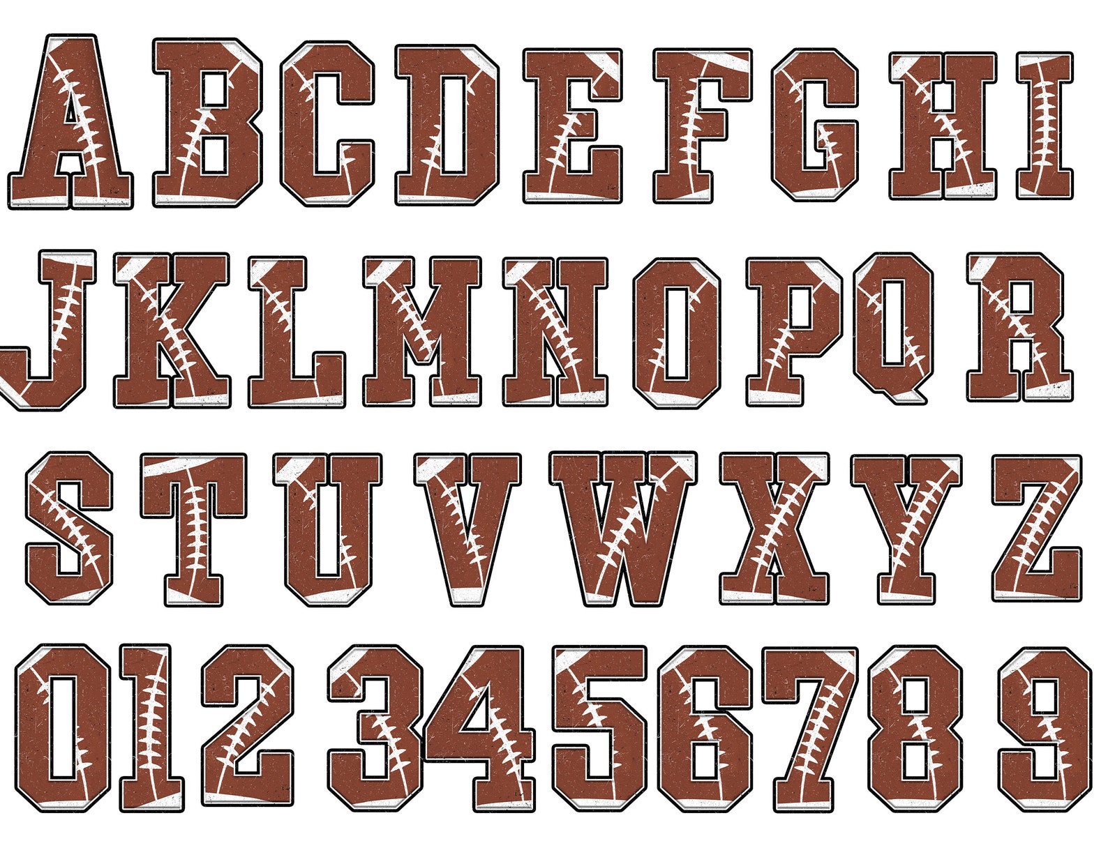 Football Number and Alphabet Png Bundle Football Png - Etsy