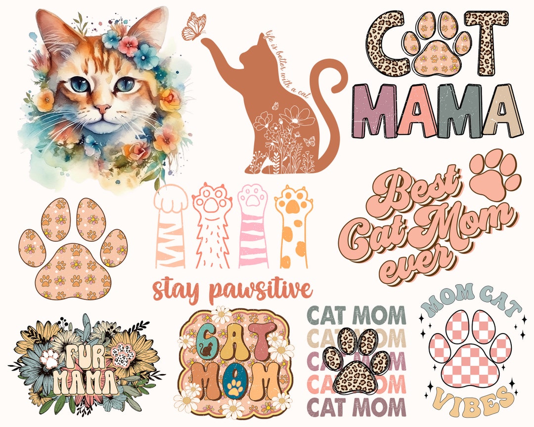 Cat Mom Png Bundle for Mothers Day Gift Best Cat Mom Ever Png Mothers ...