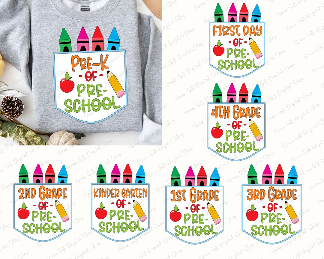School Bundle Png, Retro Back to School Bundle, Kindergarten, First Day ...