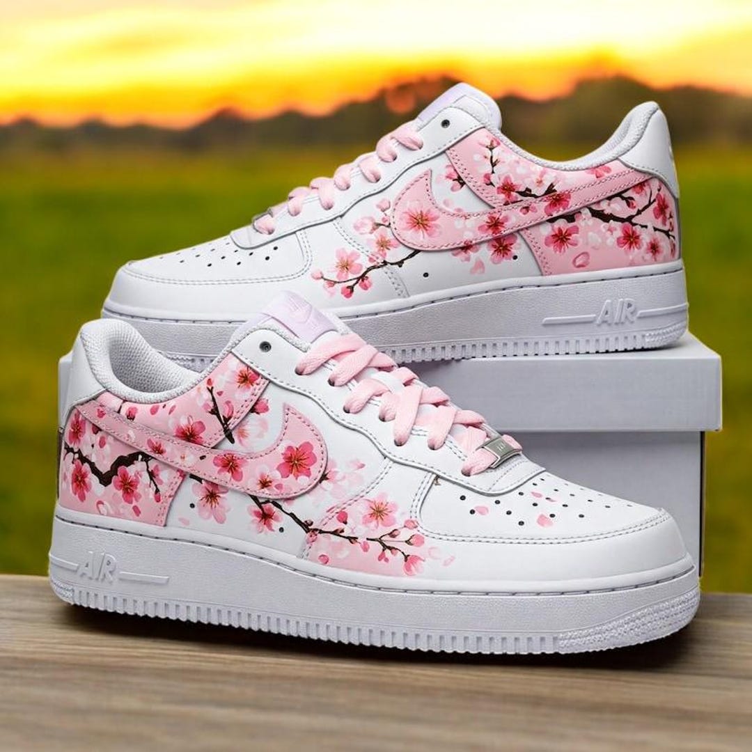 Custom Pink Cherry Blossom Air Force 1 Sneaker, Custom Hand Painted ...