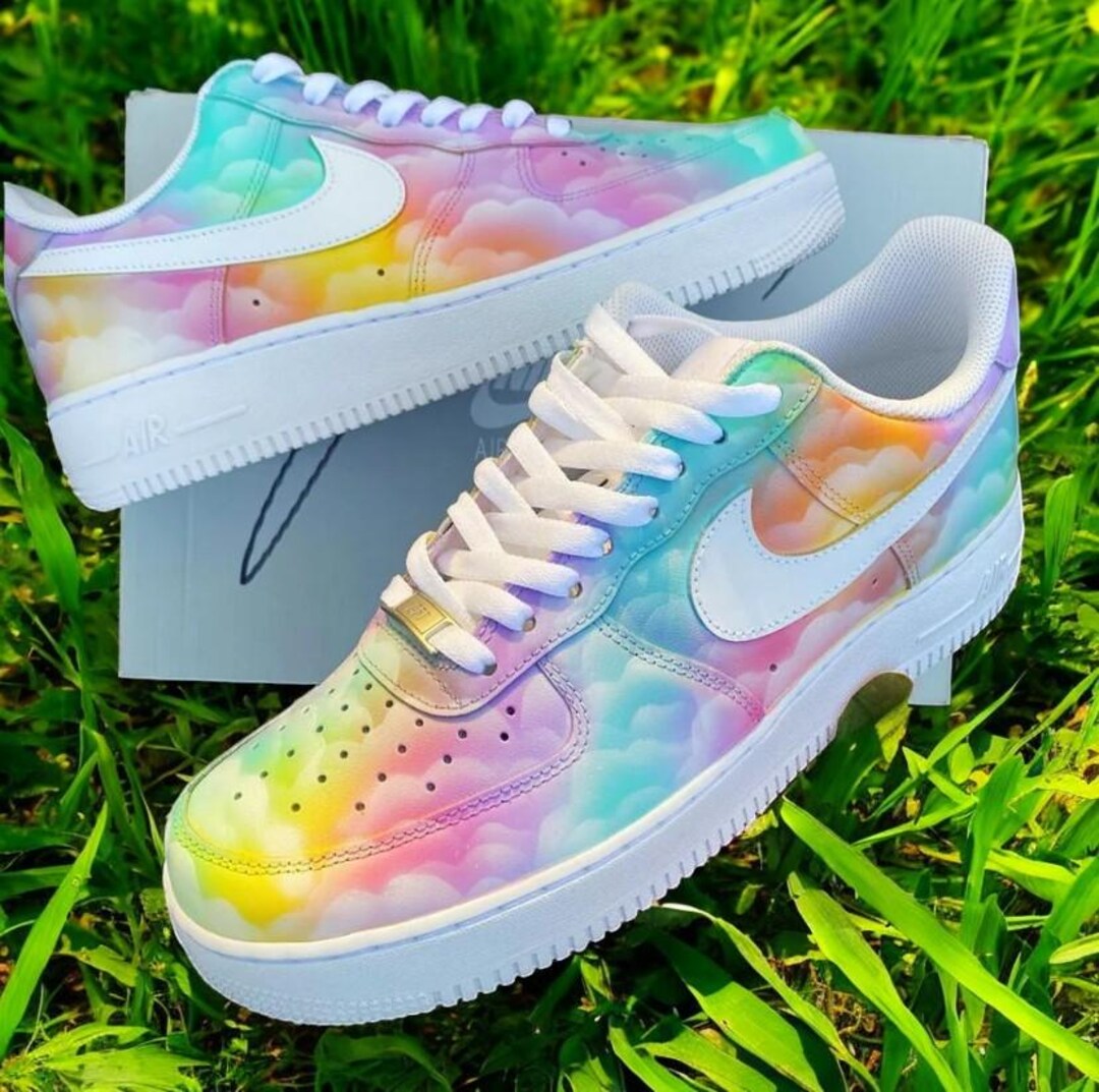 Colorful Pastel Clouds Custom Air Force 1 Sneaker, Custom Hand Painted ...