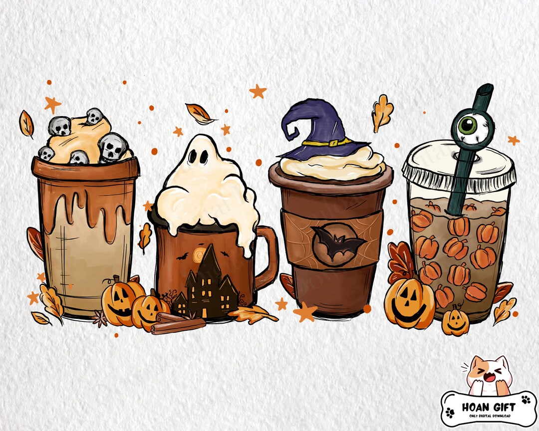 Halloween Coffee Png, Horror Coffee Png, Cute Scary Fall Halloween ...