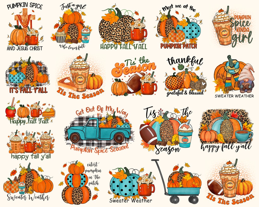 Thanksgiving Pumpkin Png Bundle, Fall Png Bundle, Pumpkin Season Png ...