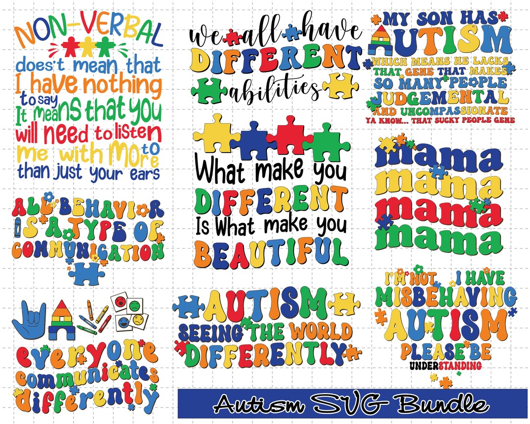 Autism Svg Bundle, Autism Awareness Svg, Autism Quote Svg, Autism ...