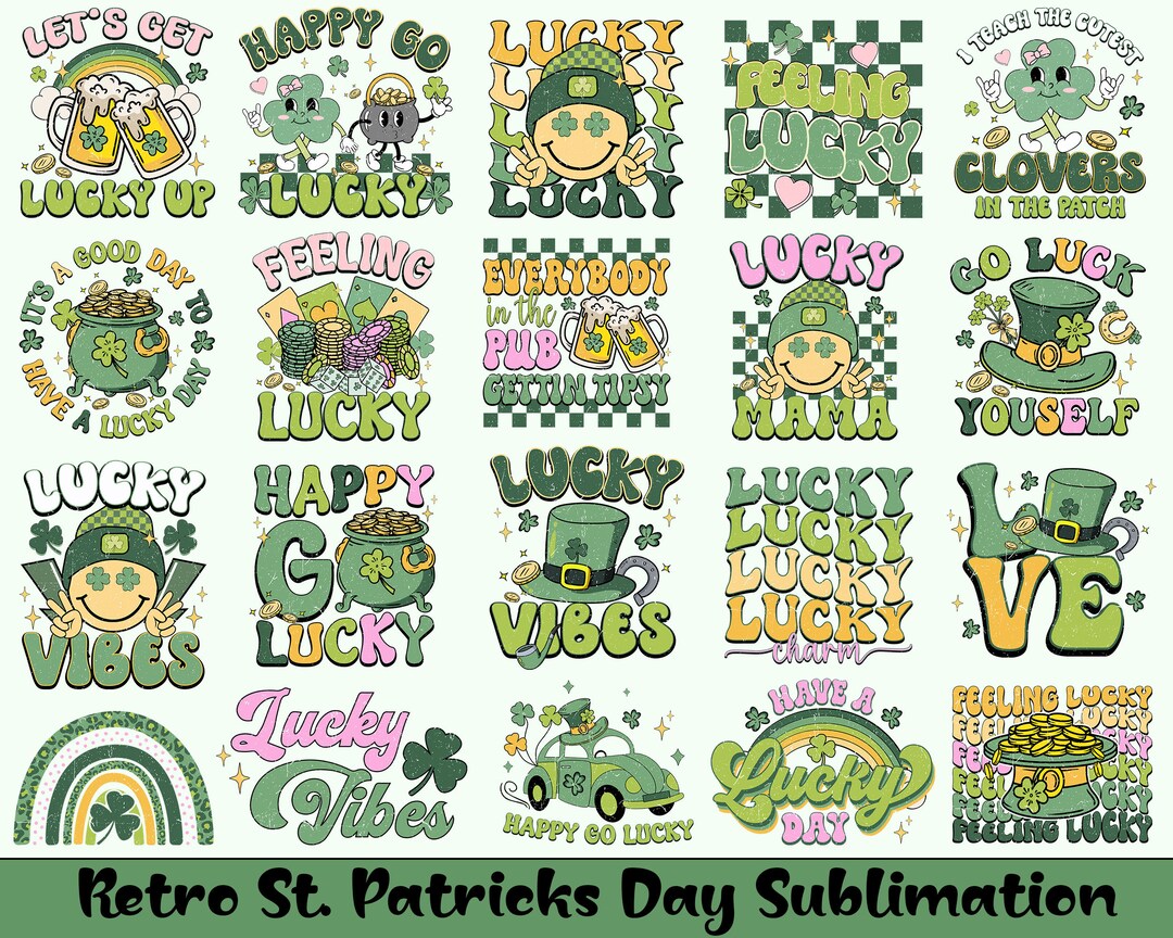 Retro St. Patrick's Png Bundle, Patricks Day Sublimation Bundle, St ...