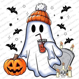 Ghost Drinking Png, Cute Ghost Drinking Coffee Png, Cute Ghost Png ...