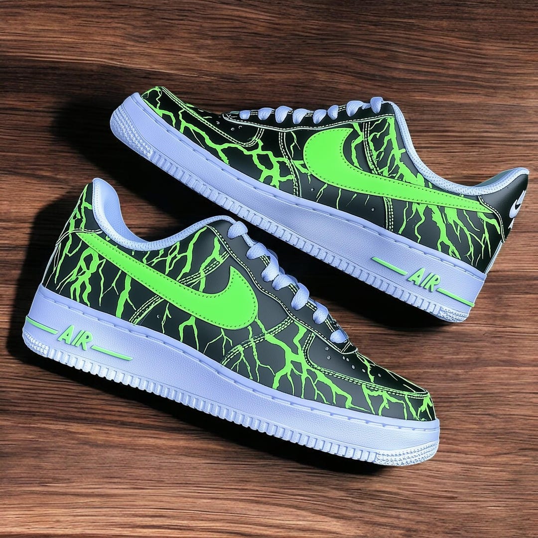 Lightning Green Custom Air Force 1 Sneaker, Custom Hand Painted ...