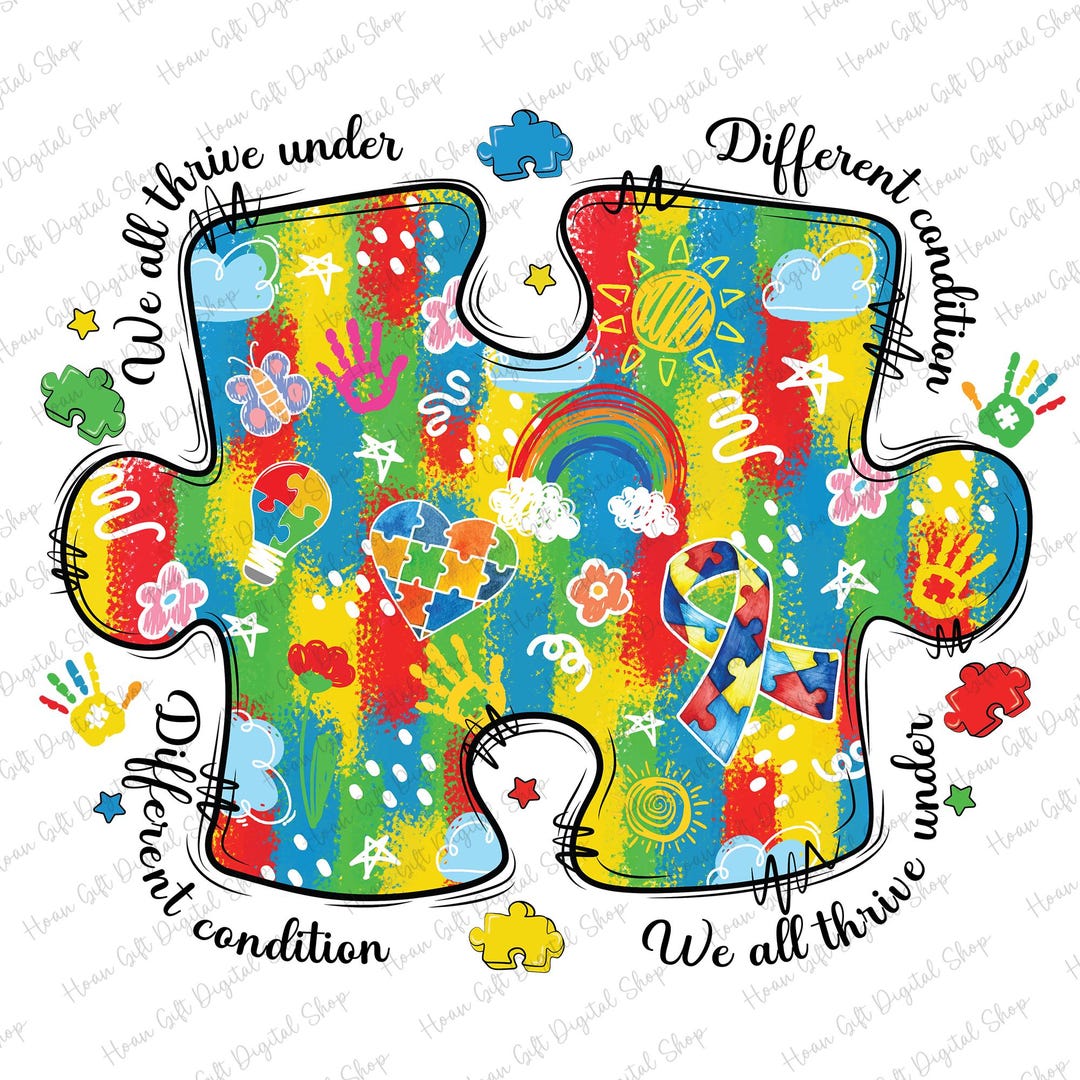 Rainbow Autism Awareness PNG, Kindness and Acceptance Graphic, Hand ...