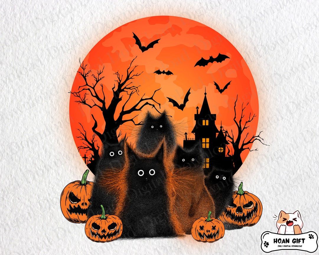 Halloween Black Cats Pumpkin Png, Happy Halloween Png, Halloween ...