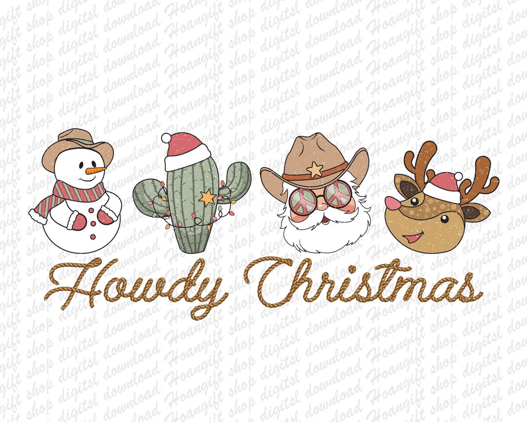 Howdy Christmas Png, Western Christmas Png, Santa Claus, Snowman ...