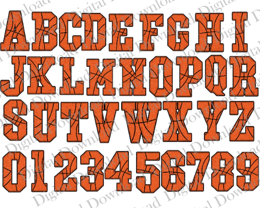 Basketball Number and Alphabet Png Bundle, Basketball Png, Basketball ...