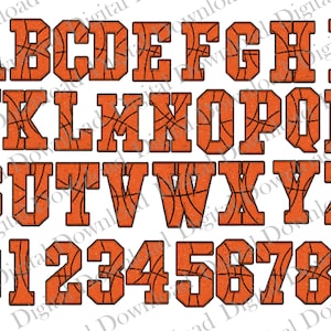 Basketball Number and Alphabet Png Bundle, Basketball Png, Basketball ...