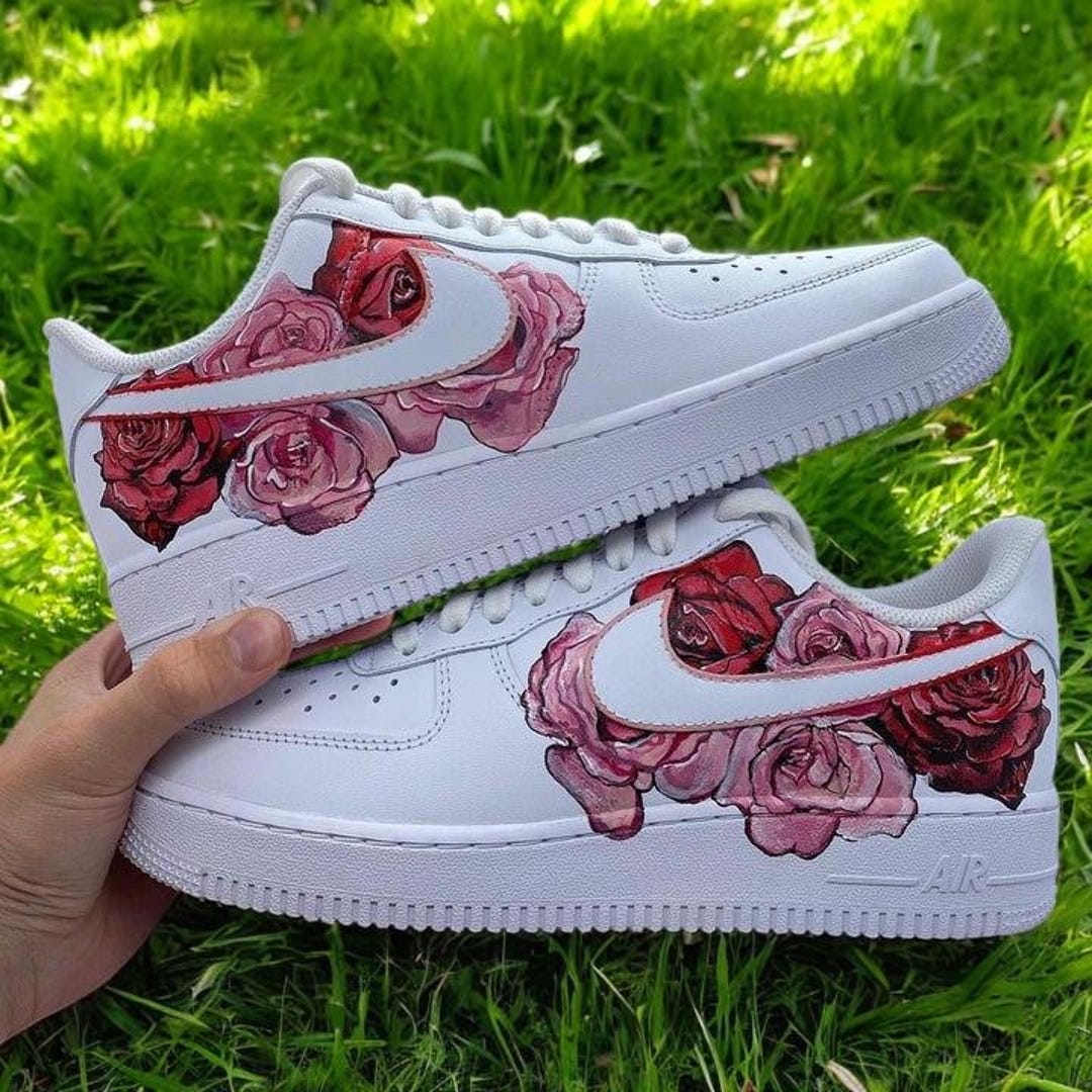 Roses Custom Air Force 1 Sneaker, Custom Hand Painted Roses AF1 Shoes ...