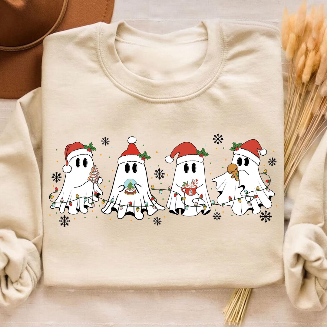Ghost Christmas Png, Ghost Santa Christmas Png, Cute Ghost Design Png ...