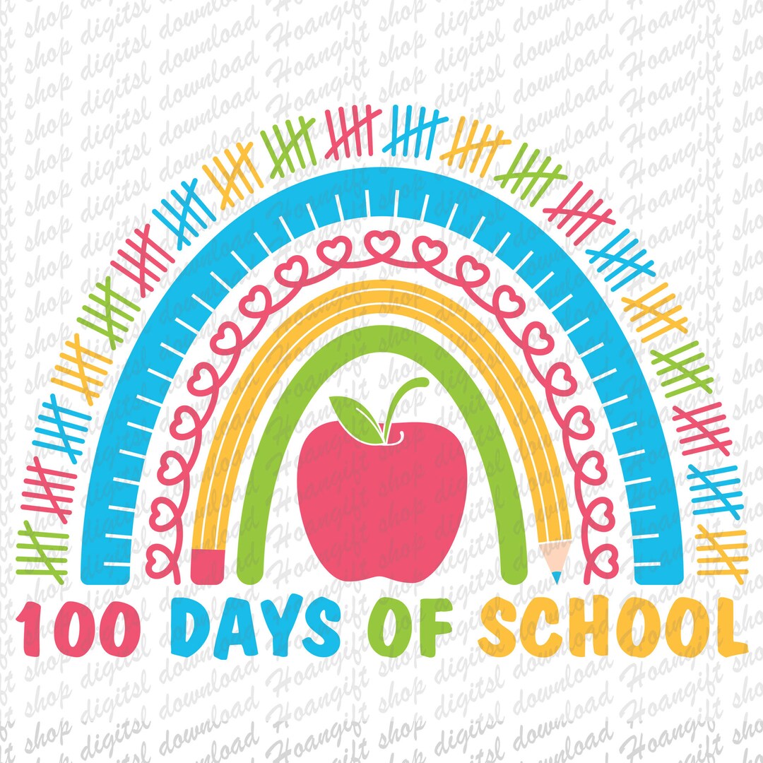 100 Days of School Rainbow SVG, Happy 100 Days of School, Boho School ...
