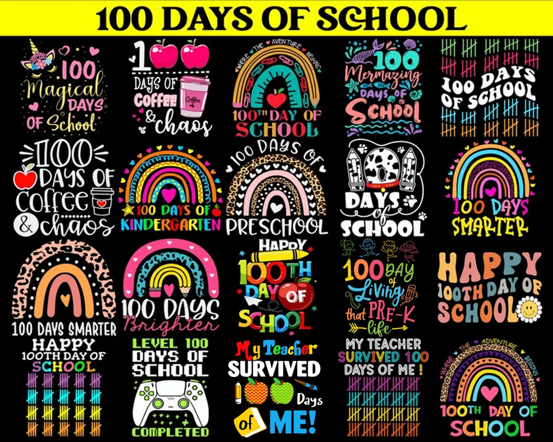 Paquete svg de 100 días de escuela, felices 100 días de escuela svg ...