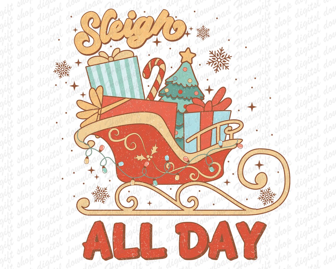 Sleigh All Day Png, Merry Christmas Png, Santa Sleigh Png, Xmas Party ...