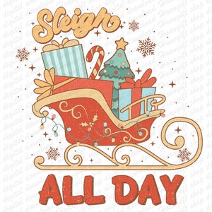 Sleigh All Day Png, Merry Christmas Png, Santa Sleigh Png, Xmas Party ...