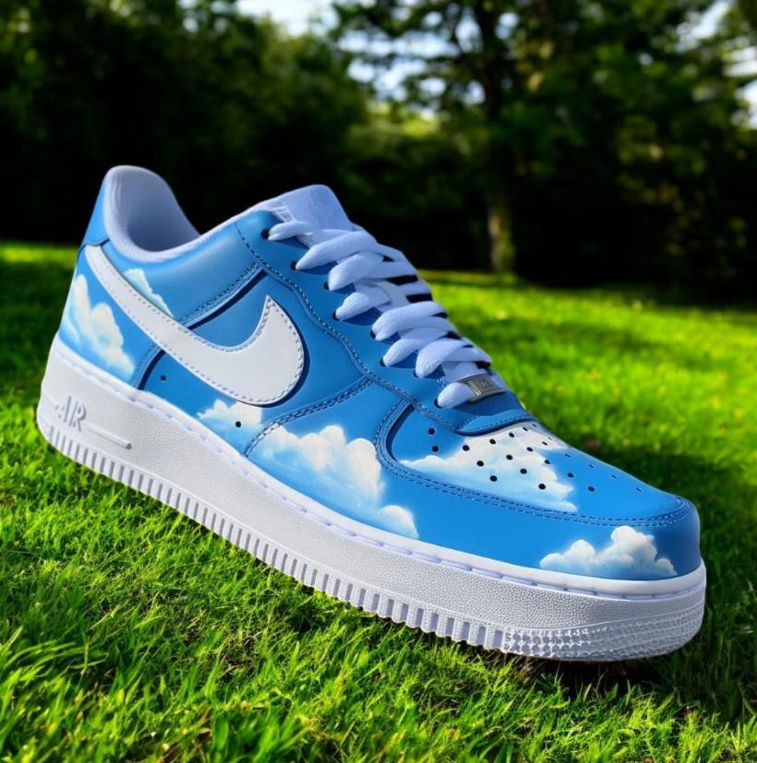 Blue Clouds Custom Air Force 1, Custom Hand Painted Blue Clouds AF1 ...
