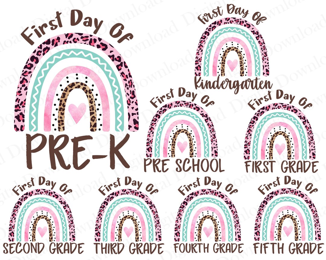 First Day of School Rainbow Png Bundle, Back to School Png, Teacher Png ...