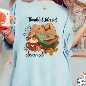 Thankful Blessed and Book Obsessed Png, Ready Books Png, Autumn Pumpkin ...