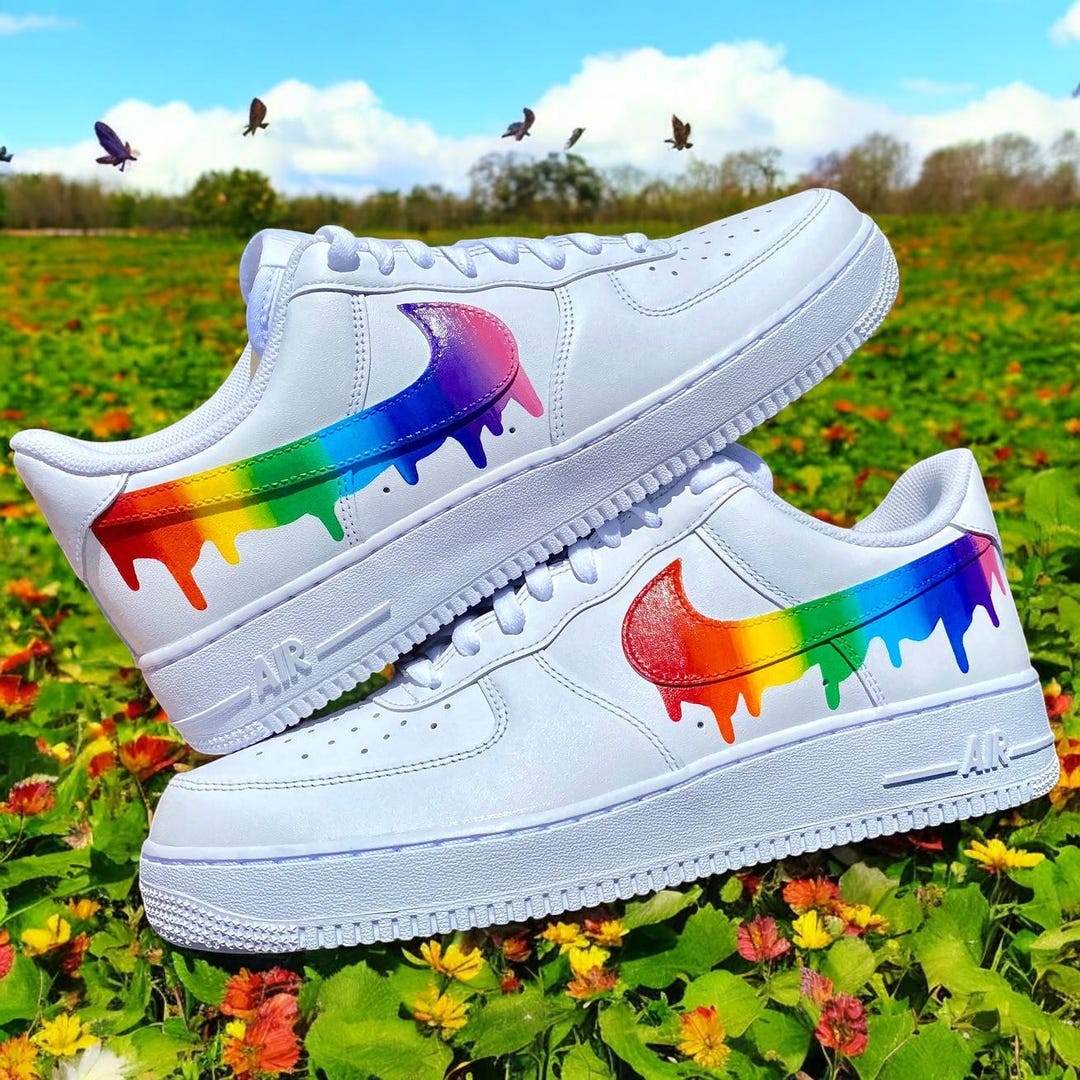 Rainbow Drip Custom Air Force 1 Sneaker, Custom Hand Painted Rainbow ...