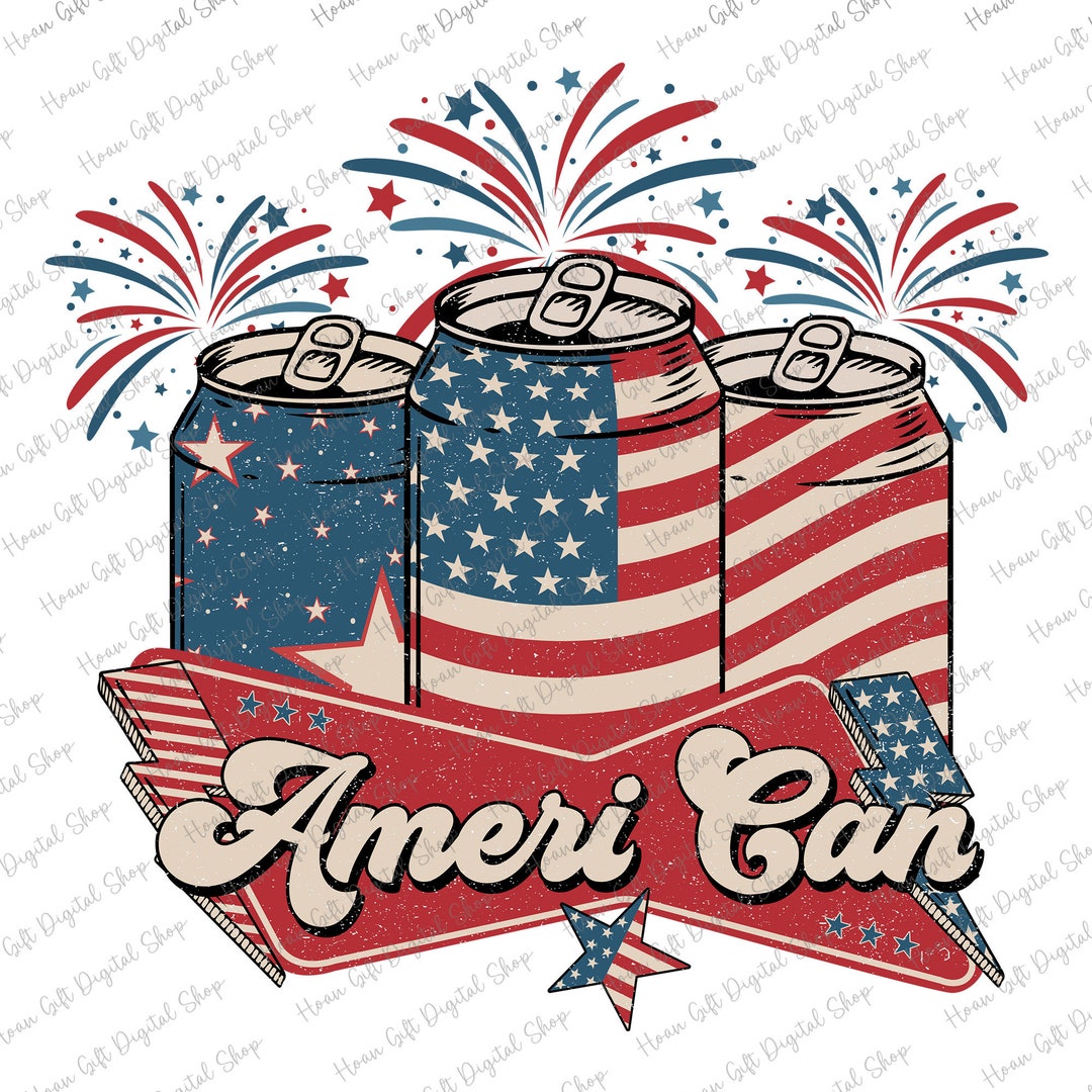 Ameri Can Png, Retro 4th of July Png, Beer American Flag Png, Beer Png, Party in the USA Png ...