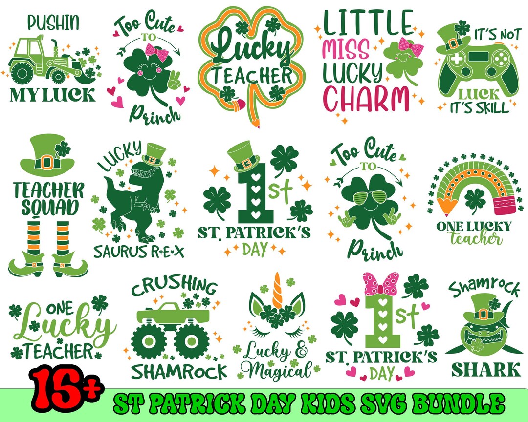 St Patrick's Day Kids Svg Bundle, Little Bit Lucky Charm Svg, Kids St ...