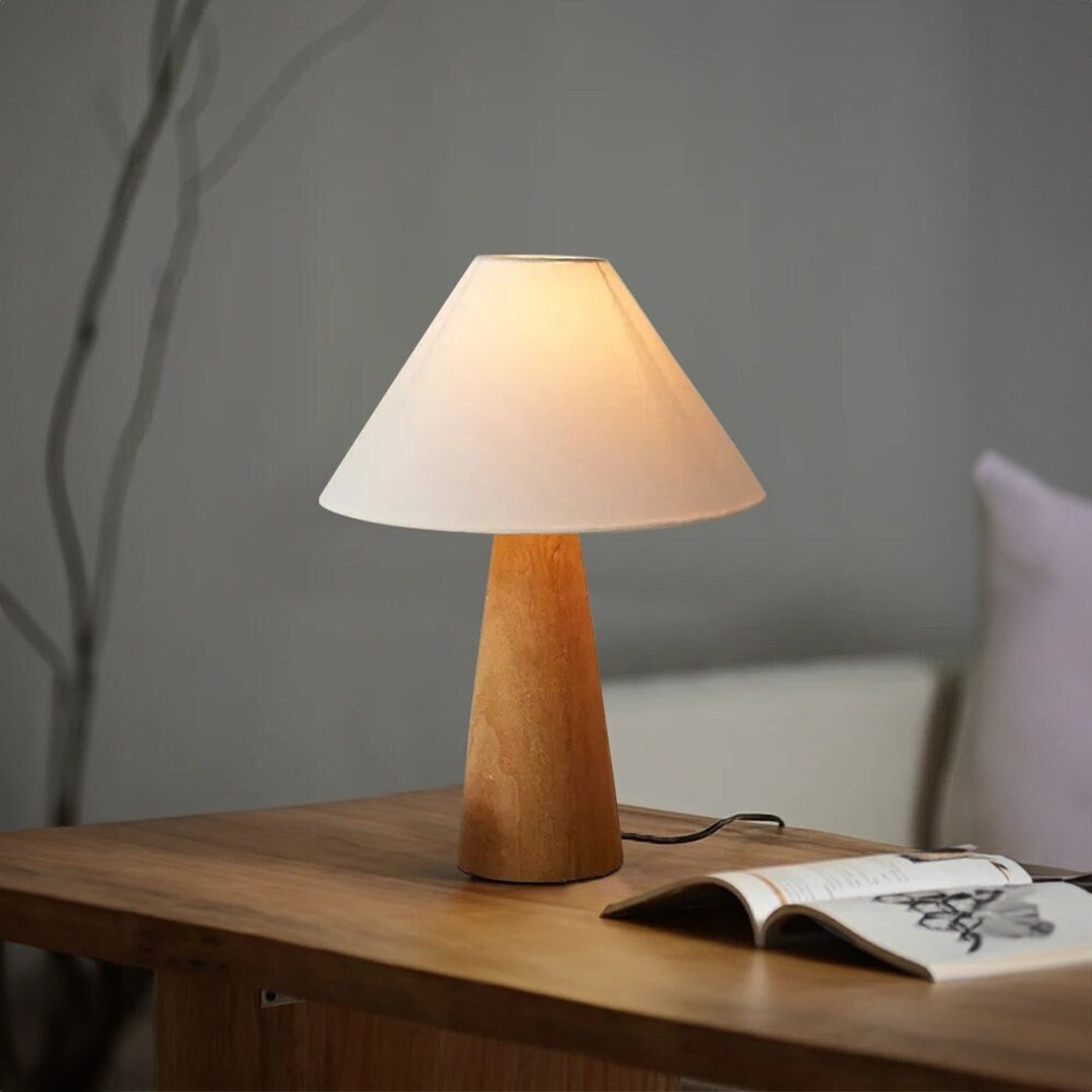Classic Wabi Sabi Solid Wood Minimalist Bedside Table Lamp,handmade ...