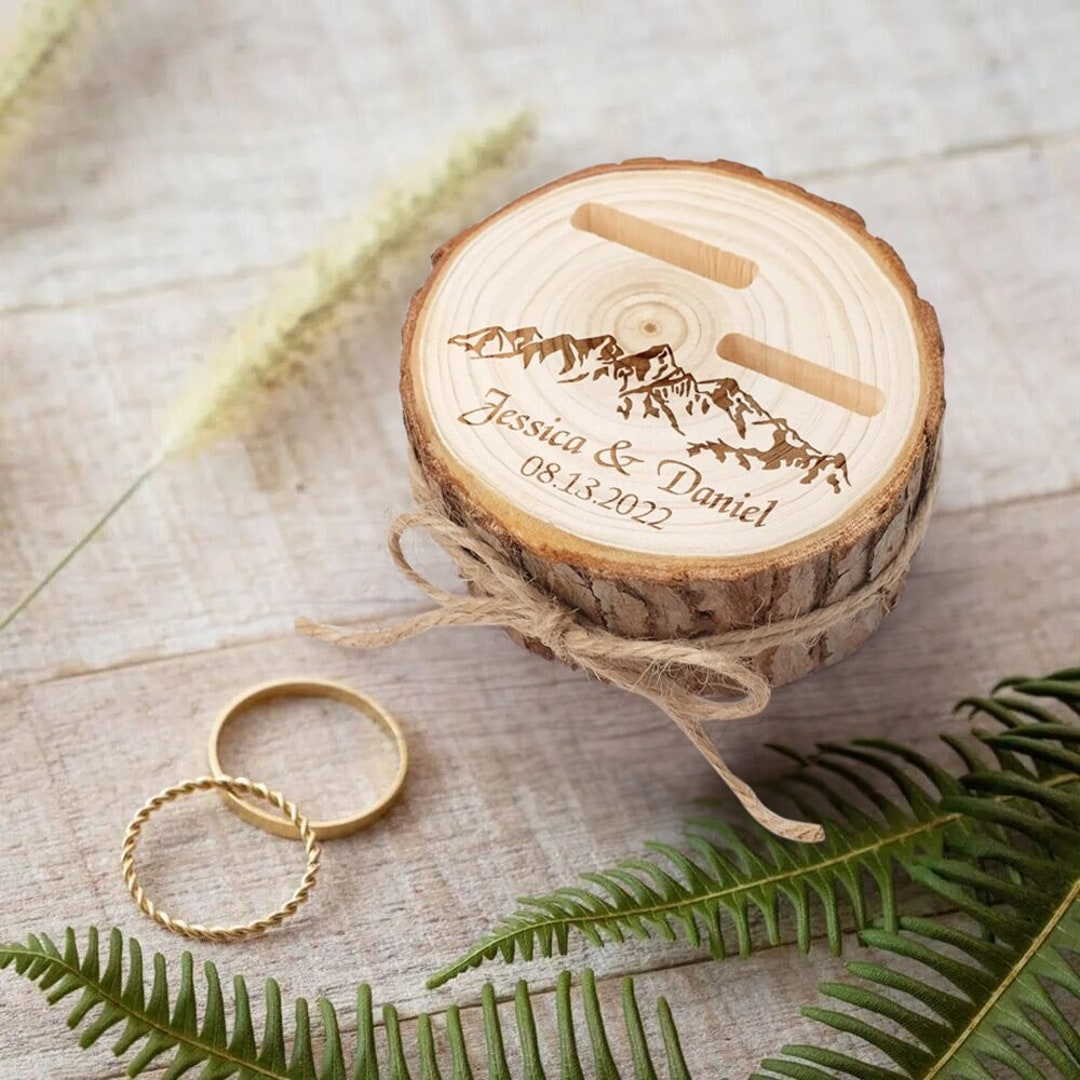 Personalized Wood Log Chic Engagement Wedding Ring Boxcustom - Etsy