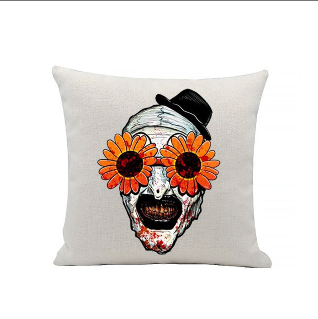 Terrifier Wearing Flower Glasses Linen Cushion 40 X 40 Cm Horror ...
