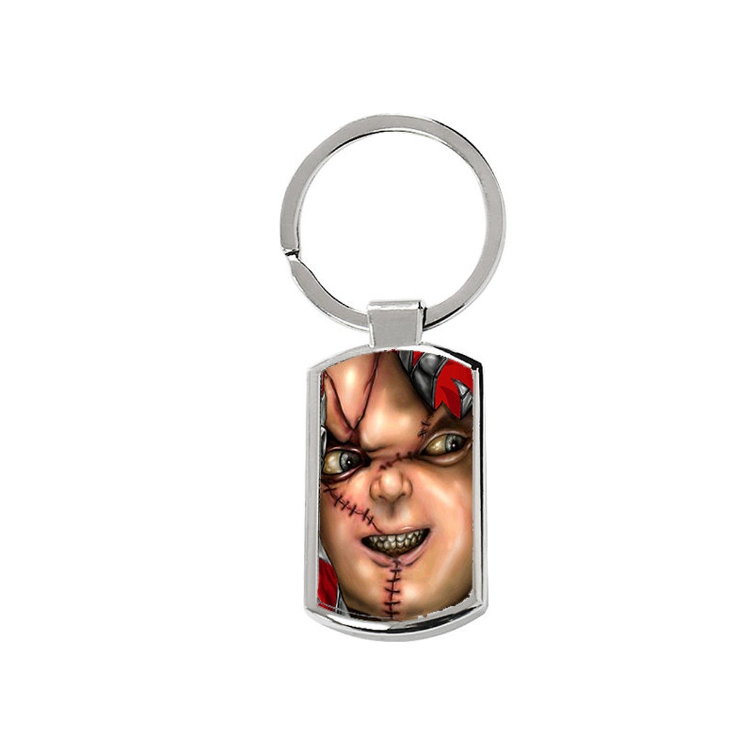 Chucky Face Horror Movie Character Oblong Metal Keyring Horror Scary ...