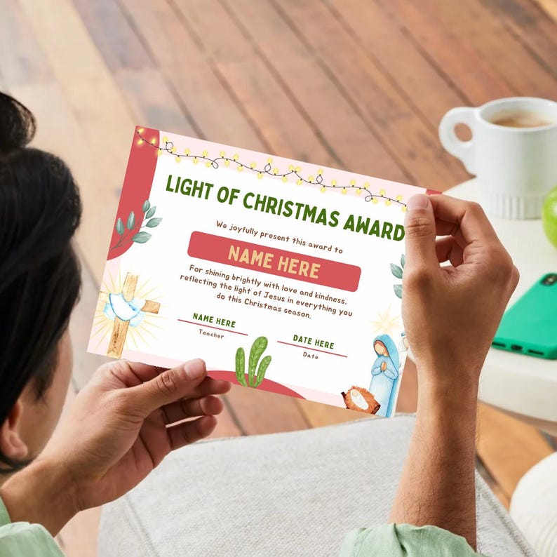 Editable Light of Christmas Award Certificate: Canva Template (digital ...