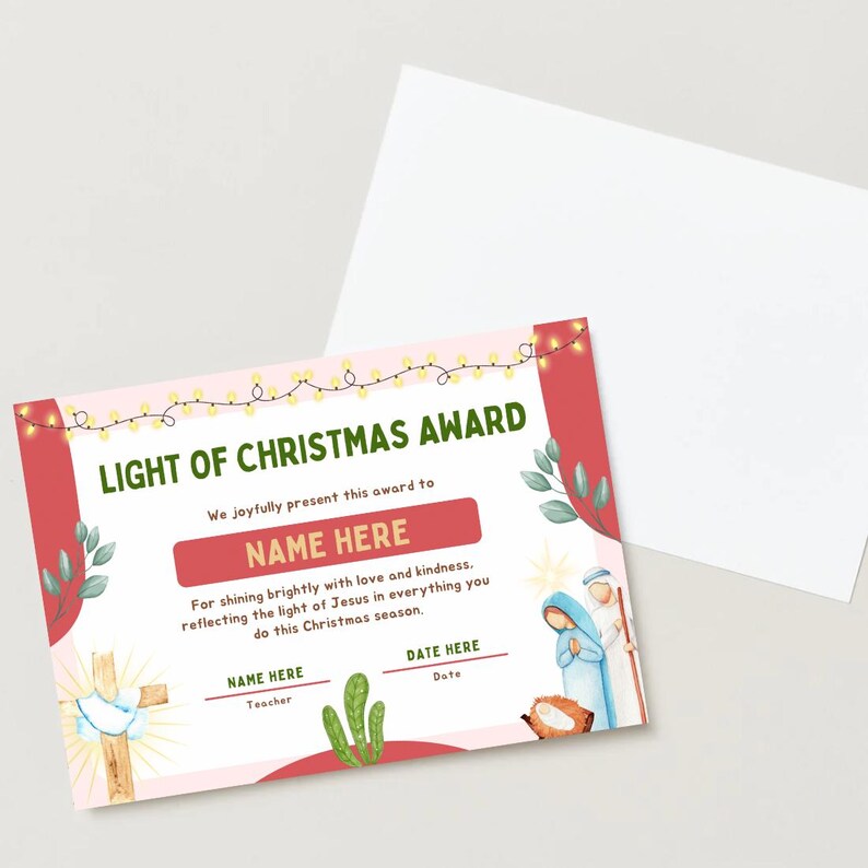 Editable Light of Christmas Award Certificate: Canva Template (digital ...