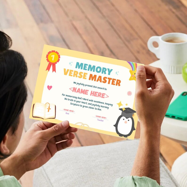 Editable Memory Verse Master Award – Bible Certificate for Sunday ...