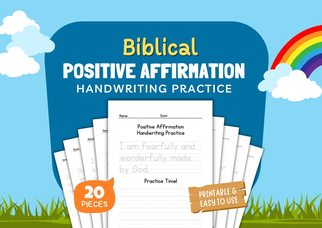 Bible Positive Affirmation Handwriting Practice, Tracing Worksheet ...