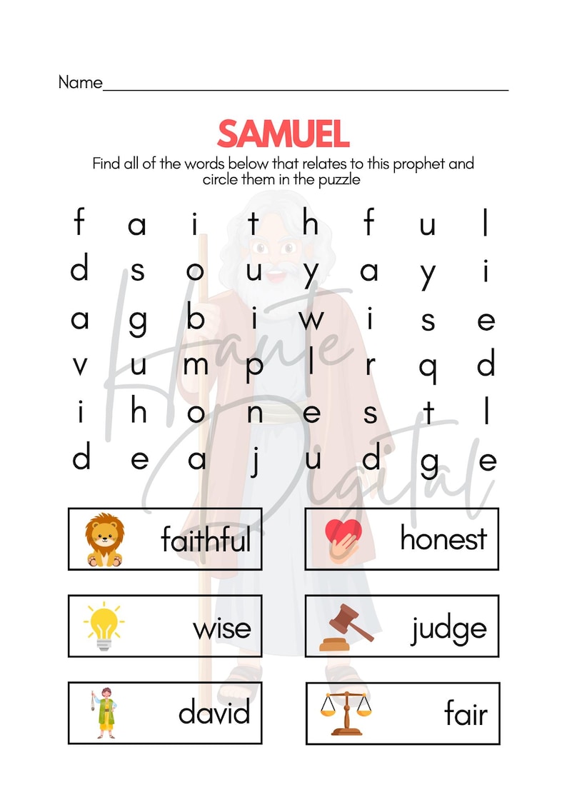 Bible Word Search (prophets) - Pintable Word Search Book Games for Kids ...