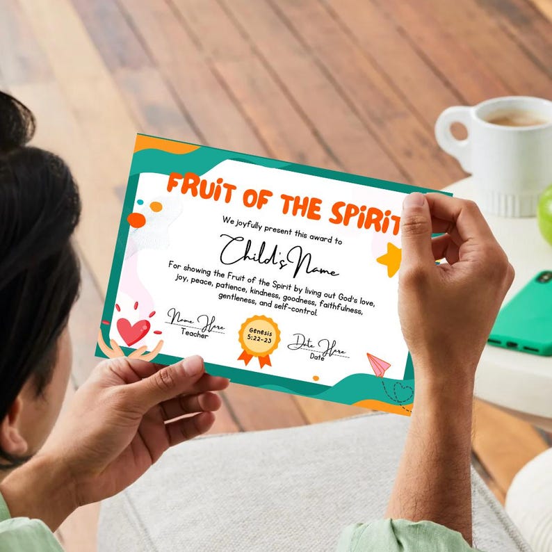 Editable Fruit of the Spirit Certificate: Christian Kids Printable ...