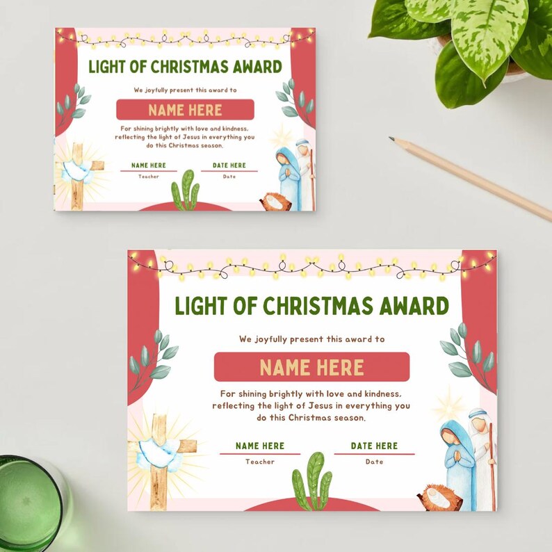 Editable Light of Christmas Award Certificate: Canva Template (digital ...