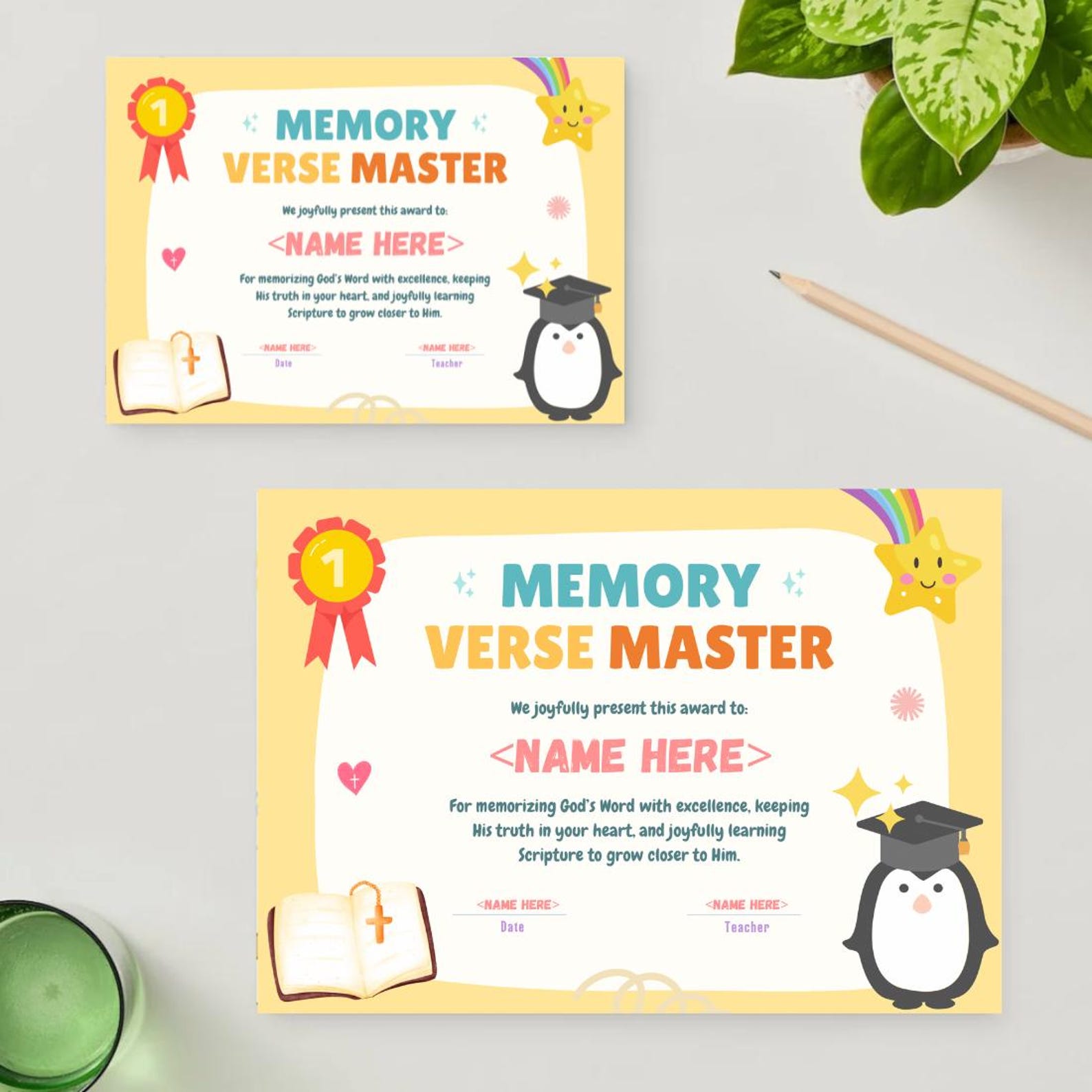 Editable Memory Verse Master Award – Bible Certificate for Sunday ...