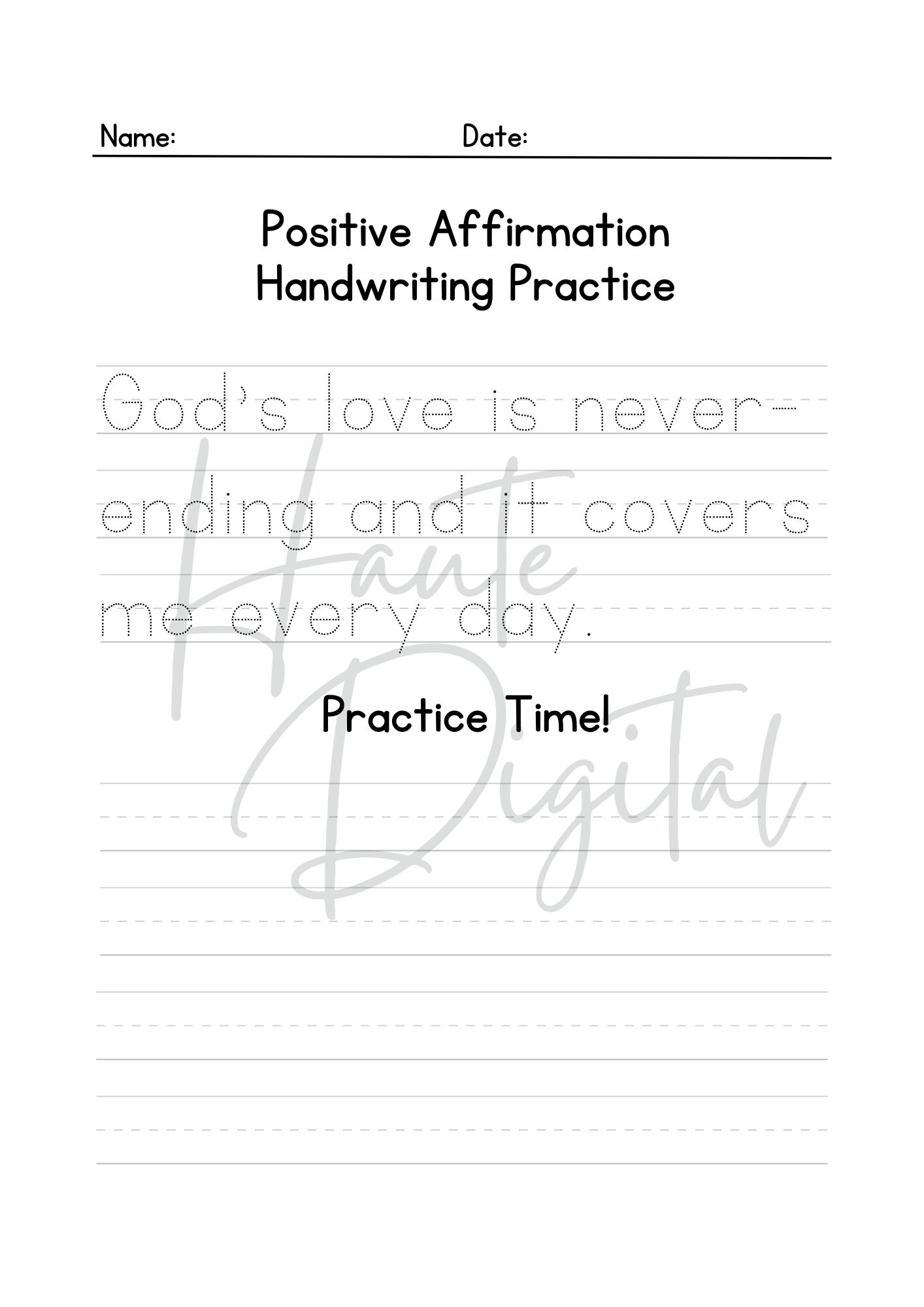 Bible Positive Affirmation Handwriting Practice, Tracing Worksheet ...