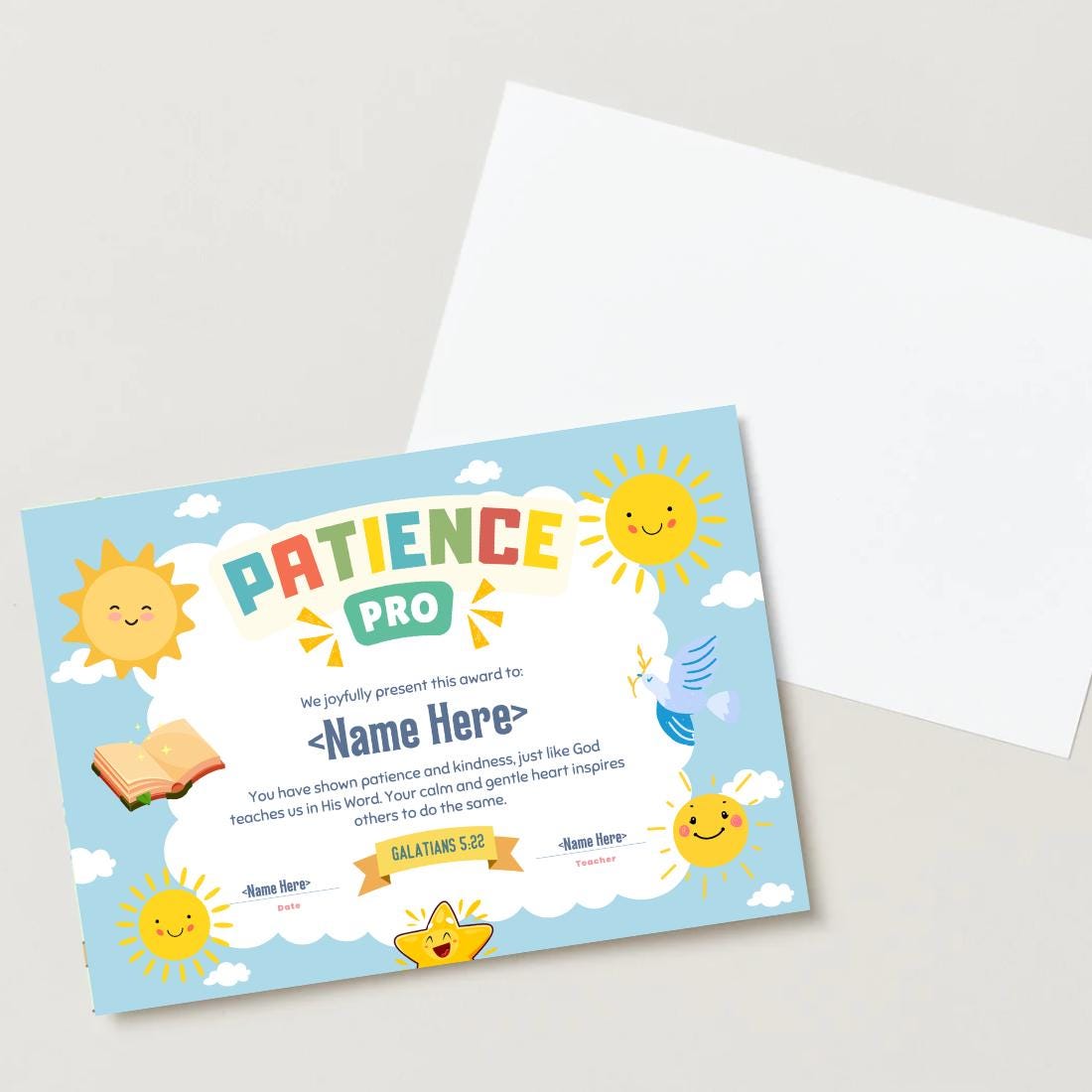 Editable Patience Pro Certificate: Sunday School, Homeschool Award ...