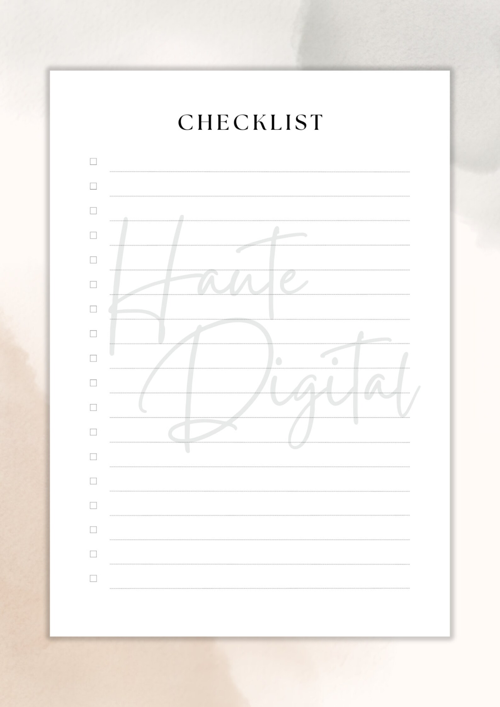 Minimalist Blank Checklist Template Printable & Fillable, Checklist ...