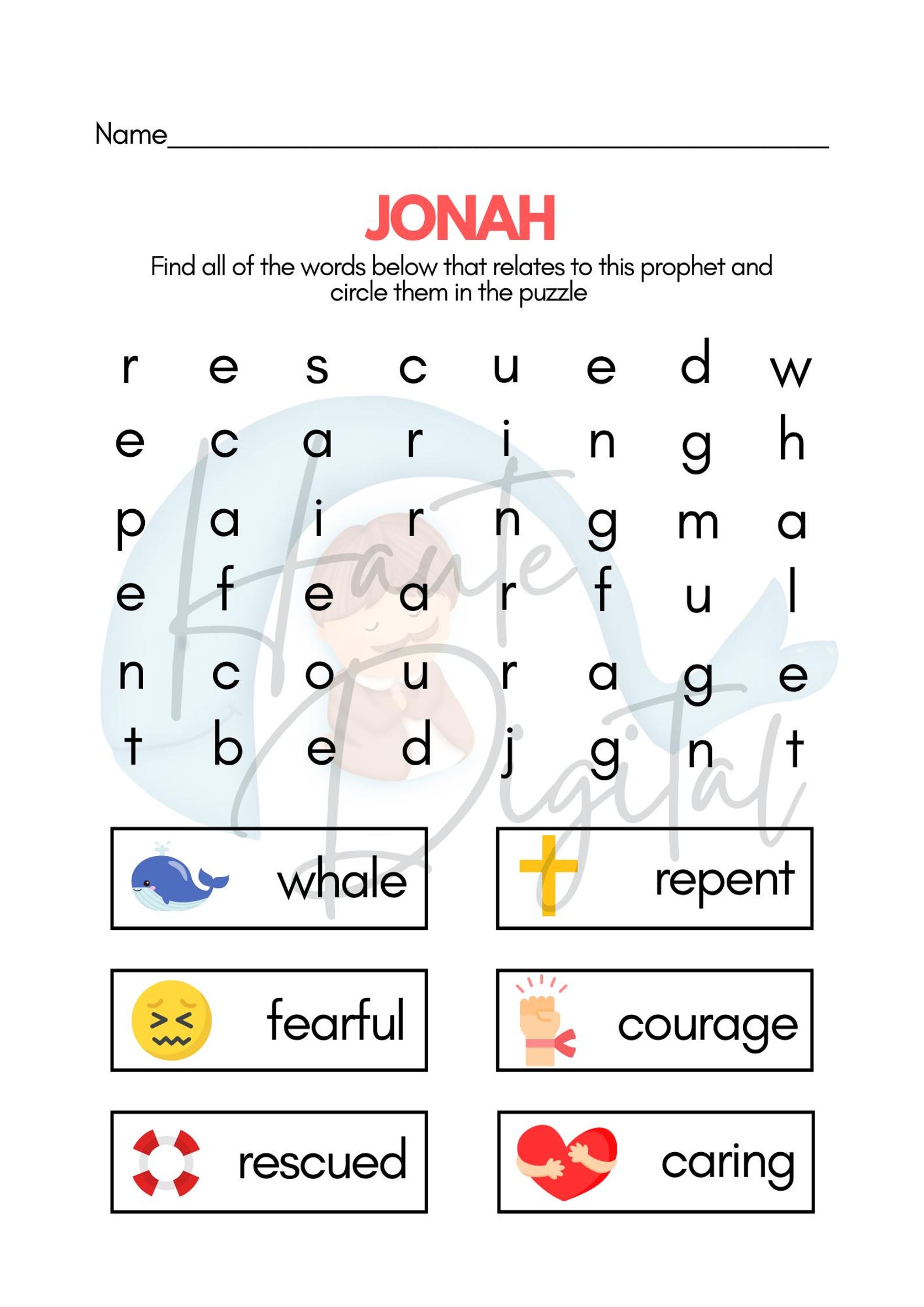 Bible Word Search (prophets) - Pintable Word Search Book Games for Kids ...